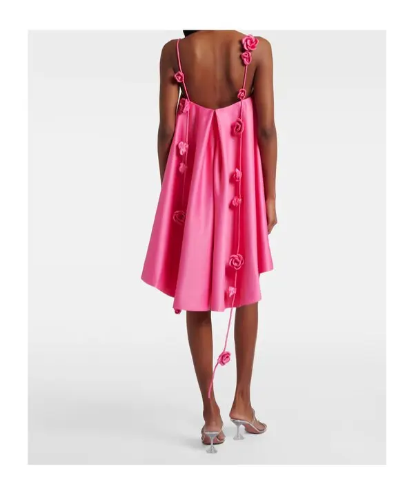 LEO Fiona Floral-appliqué Satin Minidress