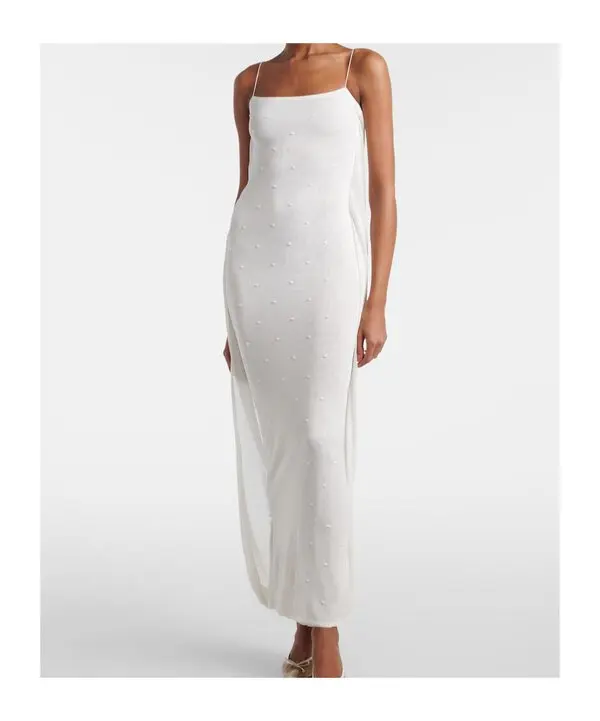 Jacquemus Plumetis Polka-dot Jersey Slip Dress