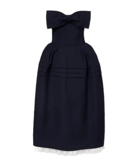 SHUSHU/TONG Bow-detail Wool And Silk Midi Dress - Blue