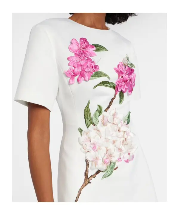 LEO Lin Caroline Floral-appliqué Midi Dress