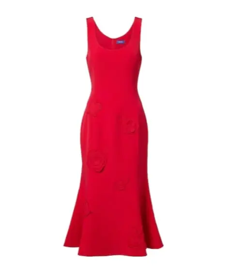 LEO Emily Floral-appliqué Midi Dress