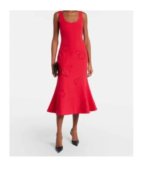LEO Emily Floral-appliqué Midi Dress