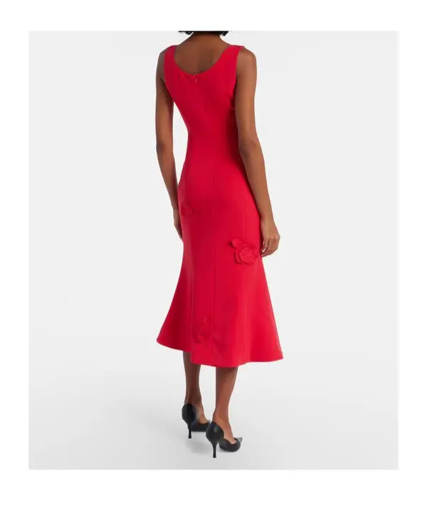 LEO Emily Floral-appliqué Midi Dress