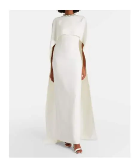 Roland Mouret Crystal-embellished Caped Crepe Gown