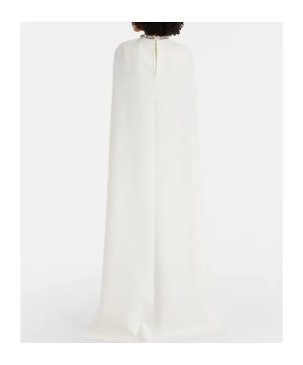 Roland Mouret Crystal-embellished Caped Crepe Gown