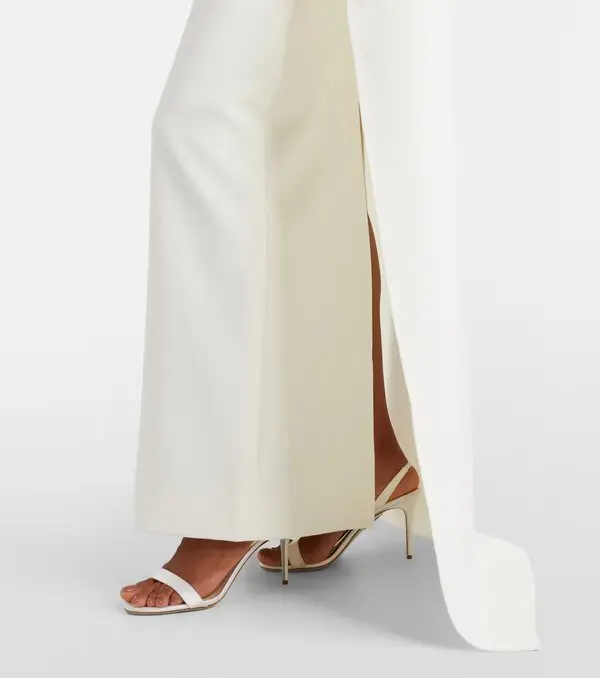Roland Mouret Crystal-embellished Caped Crepe Gown