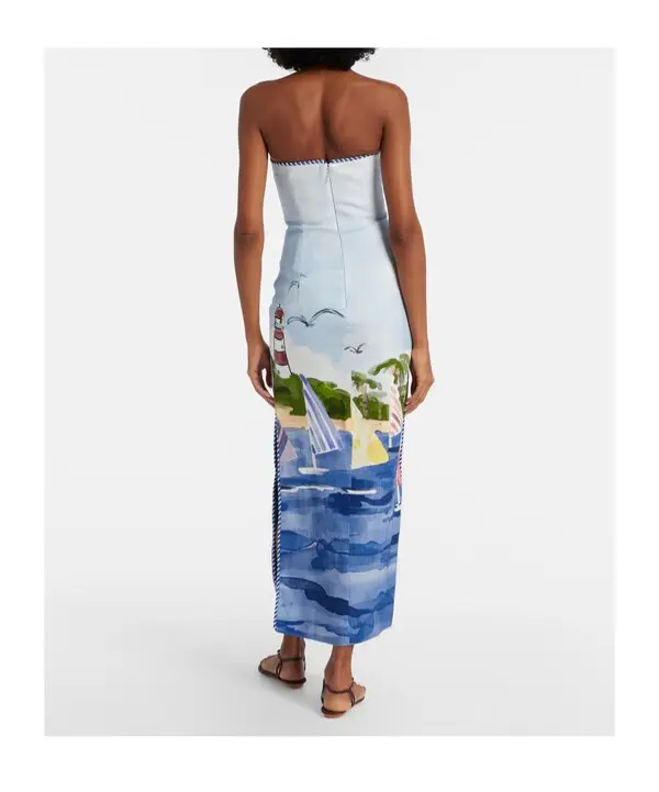 LEO Ava Printed Linen Bustier Dress