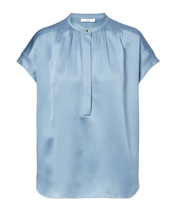Vince Gathered Silk Satin Blouse - No
