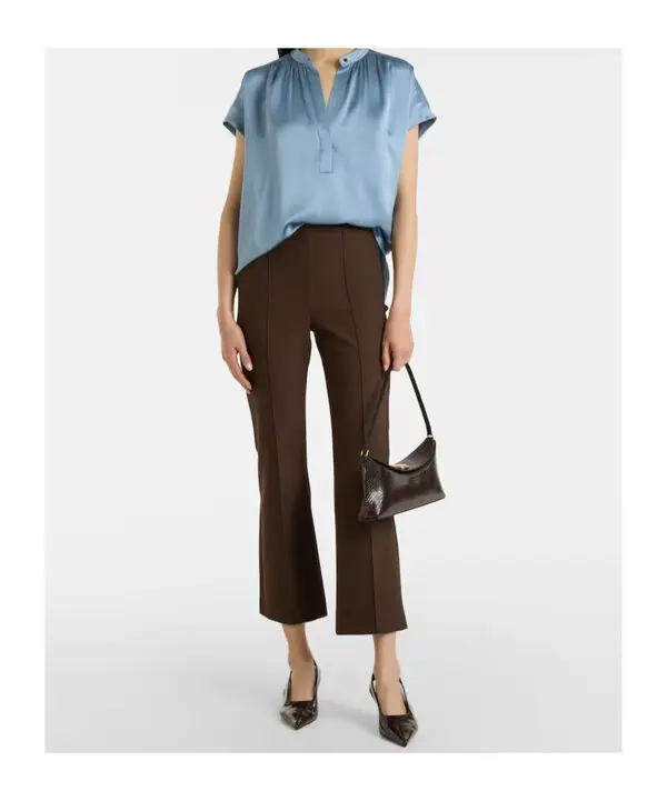 Vince Gathered Silk Satin Blouse - No