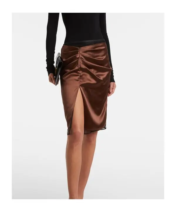 JACQUES WEI Lace-trimmed Satin Miniskirt