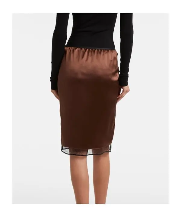 JACQUES WEI Lace-trimmed Satin Miniskirt
