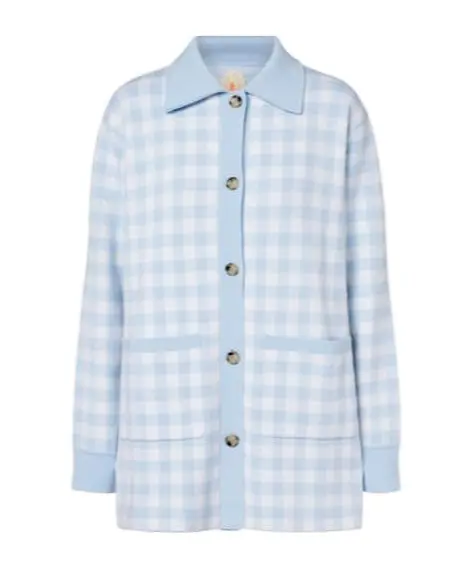 Jardin Des Orangers Gingham Wool And Cashmere Cardigan - Blue