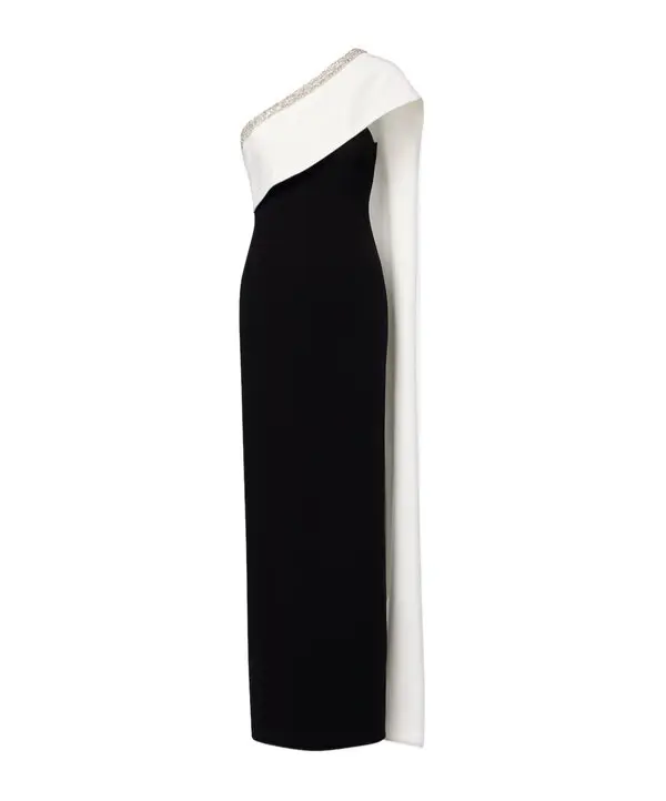 Roland Mouret Embellished Cape Effect Gown - Black
