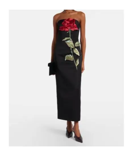 LEO Rayna Floral-appliqué Midi Dress