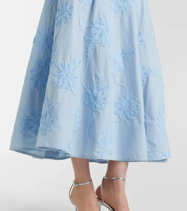 ROTATE BY BIRGER CHRISTENSEN Embroidered Floral Cotton Midi Dress