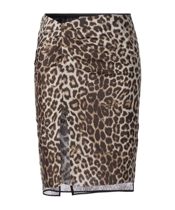 JACQUES WEI Leopard-print Silk Lace Midi Skirt