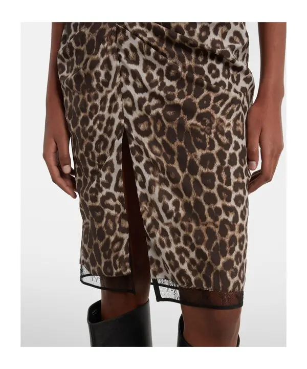JACQUES WEI Leopard-print Silk Lace Midi Skirt