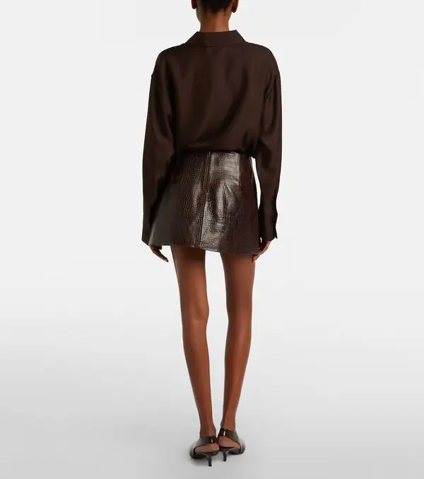 THE FRANKIE SHOP Rory Croc-effect Leather Miniskirt