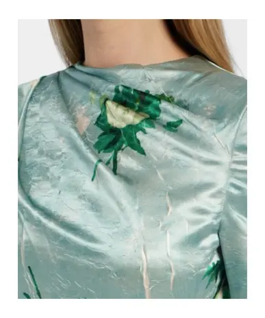 Erdem Draped Floral Satin Midi Dress