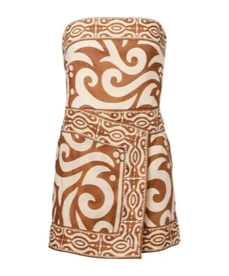 Johanna Ortiz Raíz Ritual Strapless Linen Minidress - Nude