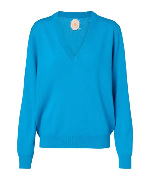 Jardin Des Orangers V-neck Long-sleeved Sweater - Blue