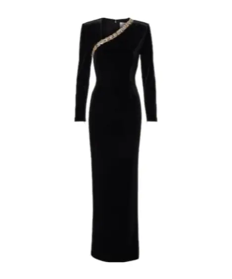 Roland Mouret Embellished Velvet Gown - Black