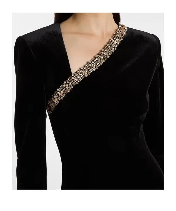 Roland Mouret Embellished Velvet Gown