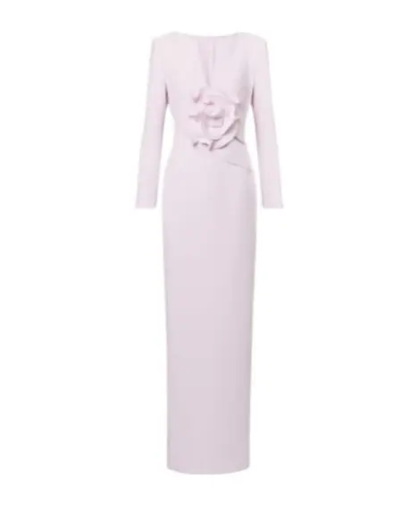 Roland Mouret Floral-appliqué Gathered Gown - Light Pink