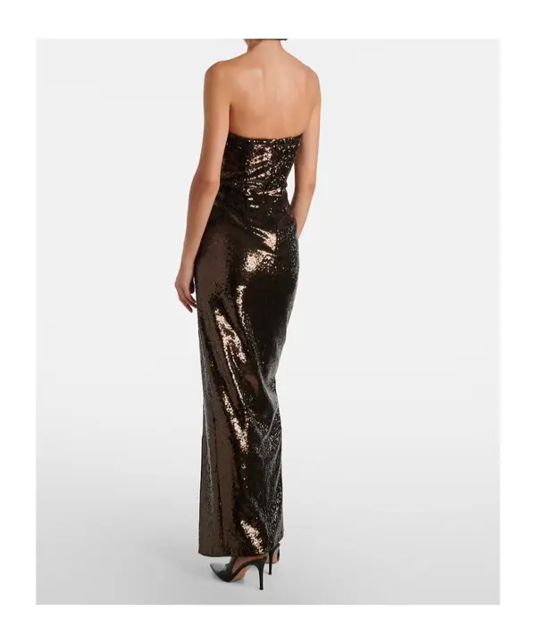 Roland Mouret Gathered Sequined Strapless Gown
