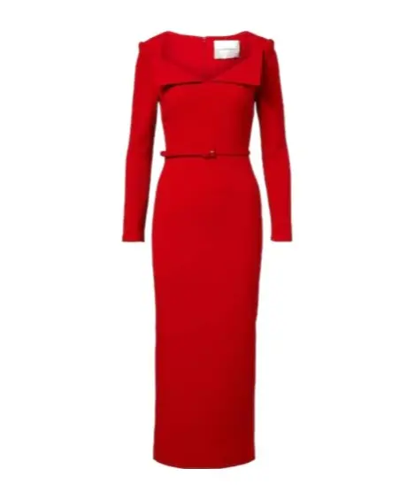 Roland Mouret Belted Wool Midi Dress