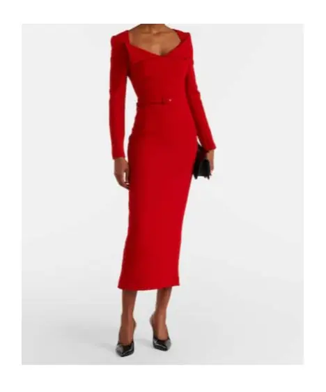 Roland Mouret Belted Wool Midi Dress