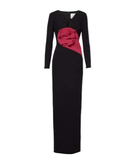 Roland Mouret Floral-appliqué Crepe Gown - Black