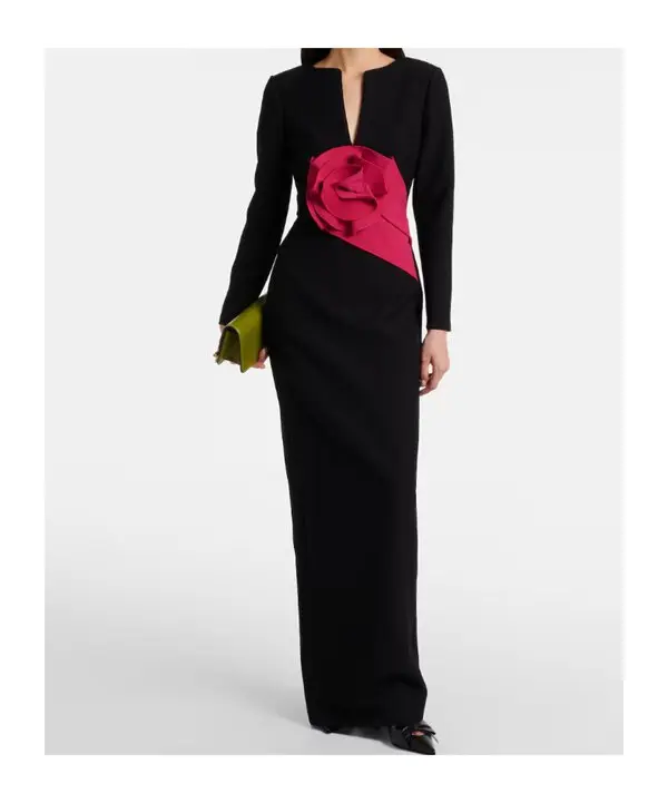 Roland Mouret Crepe Gown With Floral Appliqu