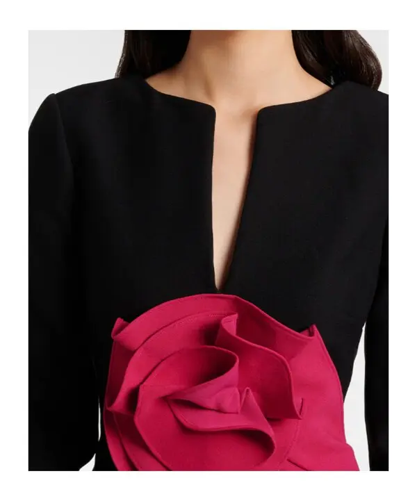 Roland Mouret Crepe Gown With Floral Appliqu