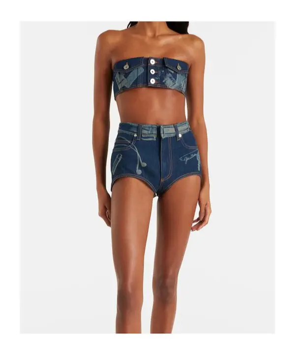 JEAN PAUL GAULTIER Trompe-l'œil Denim Bra Top