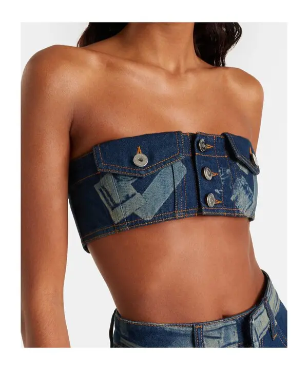 JEAN PAUL GAULTIER Trompe-l'œil Denim Bra Top