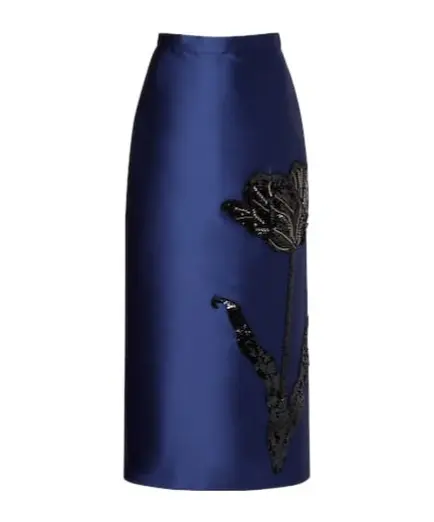 Erdem Sequined Twill Pencil Skirt - Black