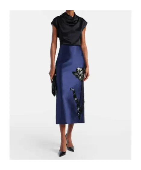 Erdem Sequined Twill Pencil Skirt