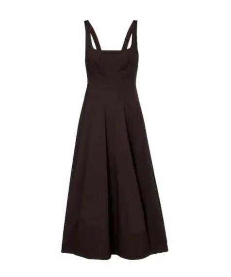 Staud Pleated Cotton Midi Dress