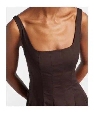 Staud Pleated Cotton Midi Dress