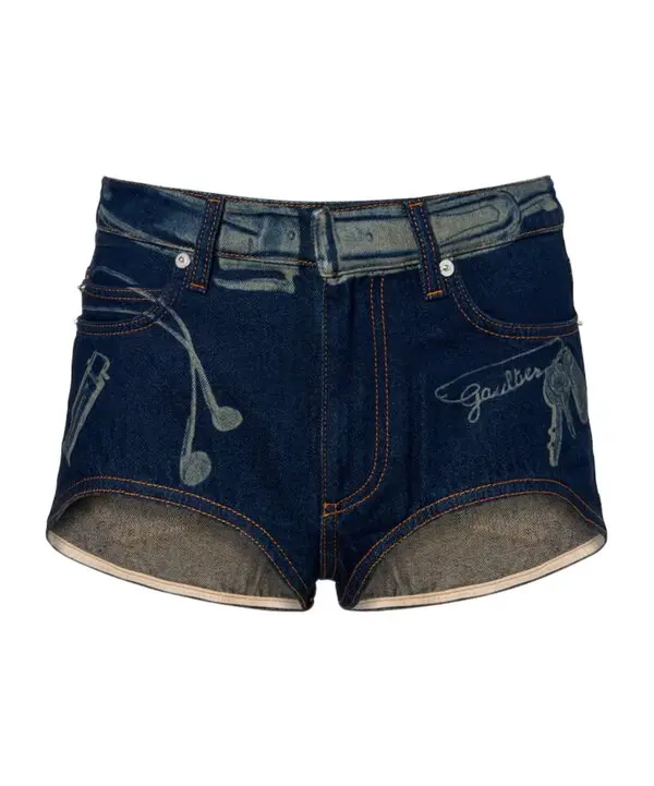 JEAN PAUL GAULTIER Trompe-l'œil Denim Shorts - Black