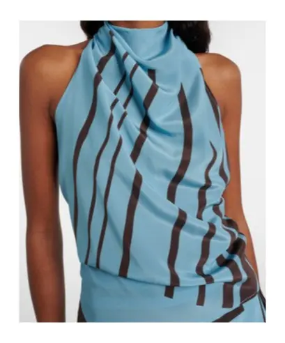 SIR. Rioja Draped Striped Silk Crêpe Top