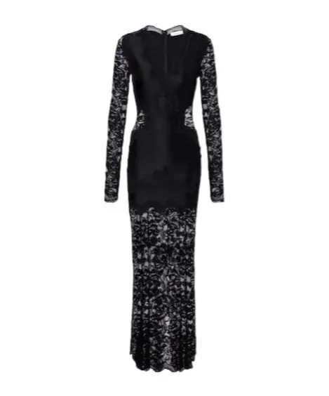 Rabanne Lace-trimmed Jersey Maxi Dress - Black