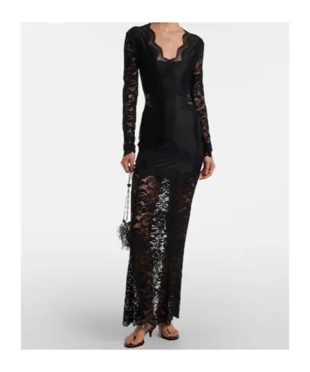 Rabanne Lace-trimmed Jersey Maxi Dress