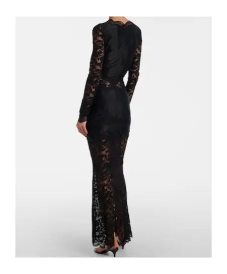 Rabanne Lace-trimmed Jersey Maxi Dress