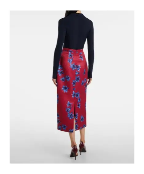 EMILIA WICKSTEAD Lorelei Floral Duchess Satin Pencil Skirt