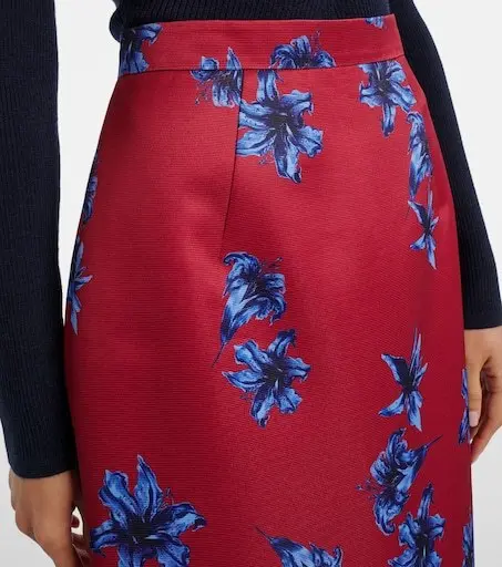 EMILIA WICKSTEAD Lorelei Floral Duchess Satin Pencil Skirt