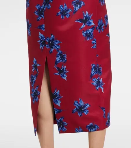 EMILIA WICKSTEAD Lorelei Floral Duchess Satin Pencil Skirt