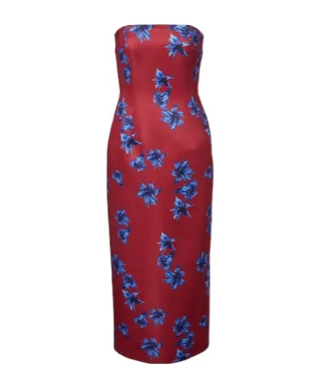 EMILIA WICKSTEAD Floral Duchess Satin Midi Dress - Red