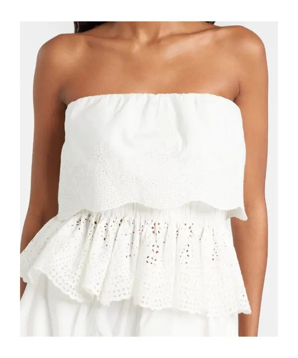 Posse Beryl Broderie Anglaise Peplum Cotton Top